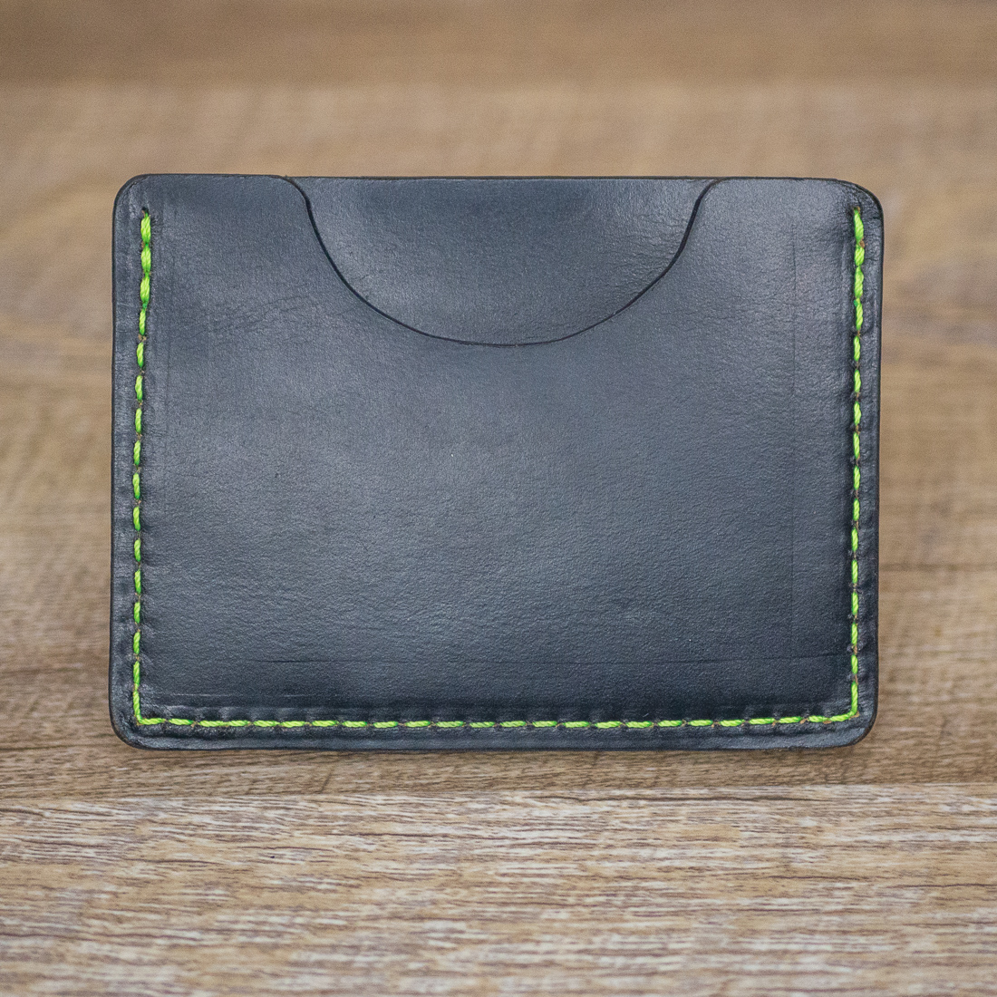 Horween Black Chromexcel Slim Wallet Neon Green Stitching ...