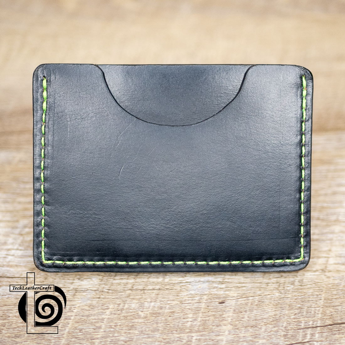 Horween Black Chromexcel Slim Wallet Neon Green Stitching ...